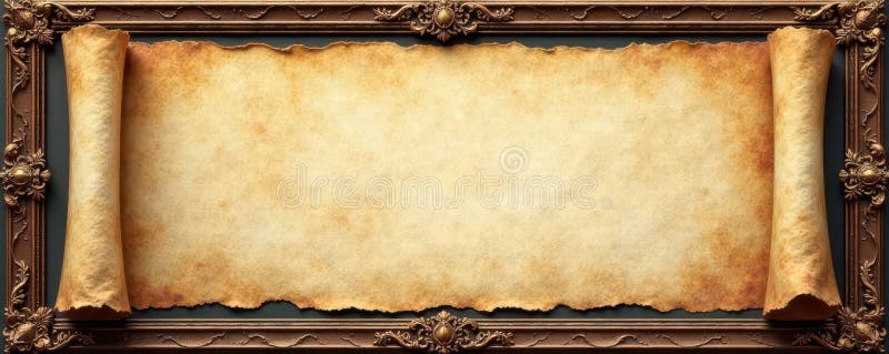 Aged Parchment in Ornate Frame, Textured Backdrop, Border, Ornate ...