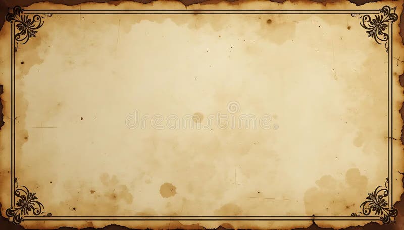 Aged Parchment Paper with Decorative Corners and a Double Border Frame ...