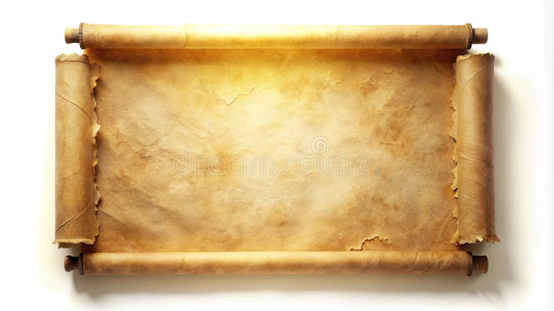 Aged Parchment Scroll, Antique Paper Roll, Blank Template, Weathered ...