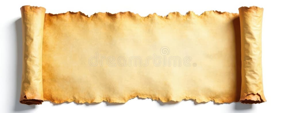 Aged Parchment Scroll, Curled Edges, White Backdrop, Backdrop, Brown ...