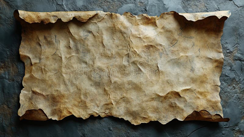 Aged Parchment Scroll on Dark Stone Stock Illustration - Illustration ...