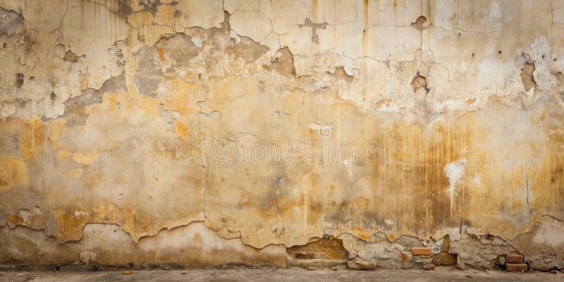 Aged Plaster Wall with Flaking and Decayed Sections, Showing Texture ...