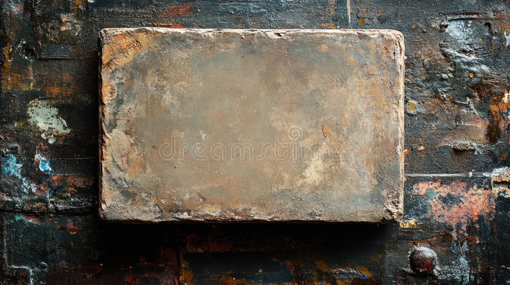 Aged, Rectangular Slab on Weathered Workshop Surface Stock Illustration ...