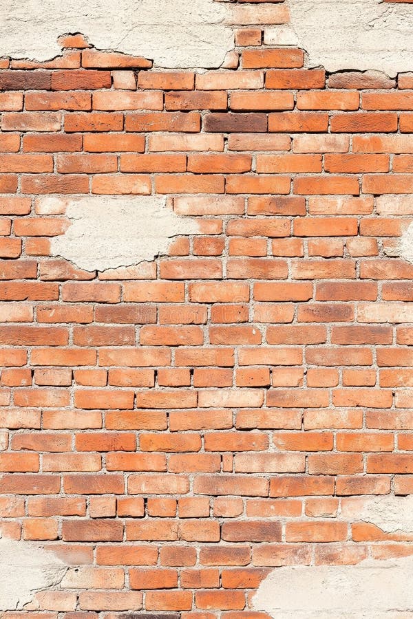 Aged Red Brick Wall of Old Building. Weathered Brickwork with Patchy ...