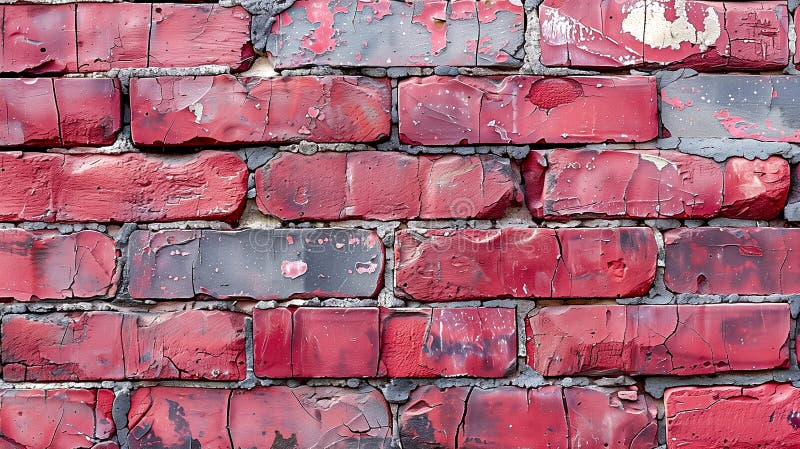 Aged Red Brick Wall with Peeling Paint and Visible Signs of Weathering ...
