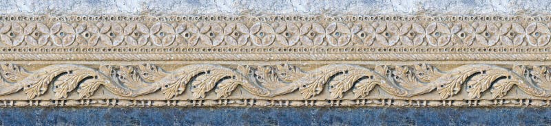 Aged Roman Frame of Carved Stone with Geometric and Foliage Shape ...