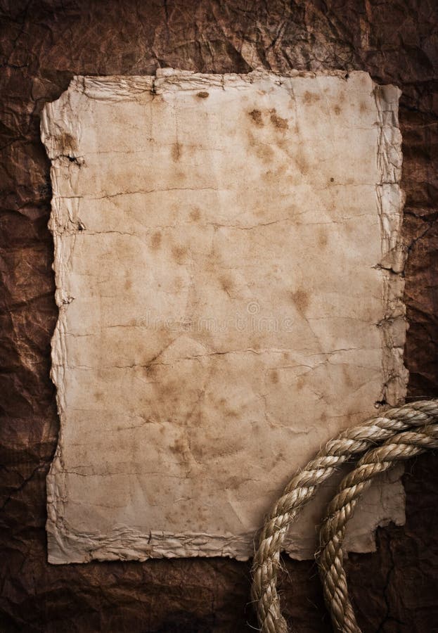 Aged Rope on the Old Paper Background Stock Photo - Image of scroll ...