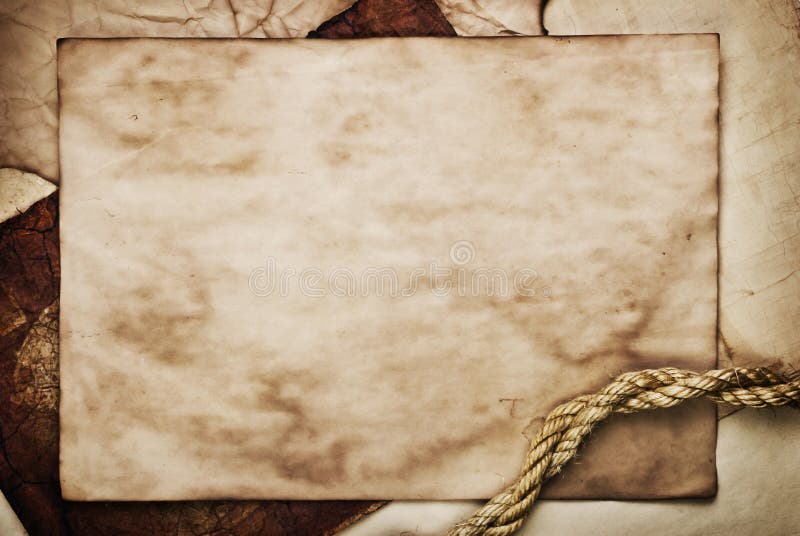 Aged Rope on the Old Paper Background Stock Photo - Image of scroll ...