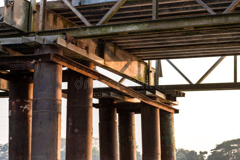 Aged Rustic Broken Iron Bridge Structure Close Up View Stock Image ...