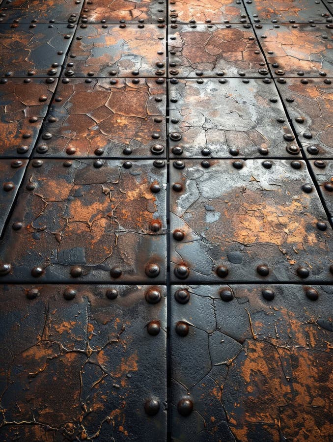Aged Rusty Floor with Rivets Stock Illustration - Illustration of ...