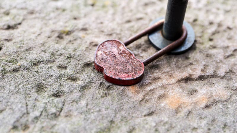 Aged Rusty Locked Heart Padlock on Railing Stock Image - Image of ...