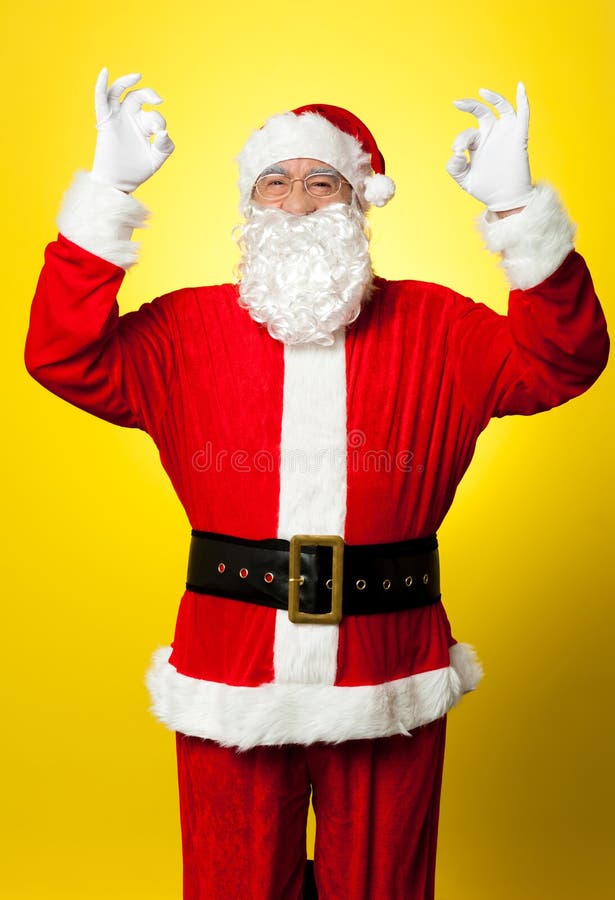 Aged Santa Gesturing Perfect Sign with Both Hands Stock Image - Image ...