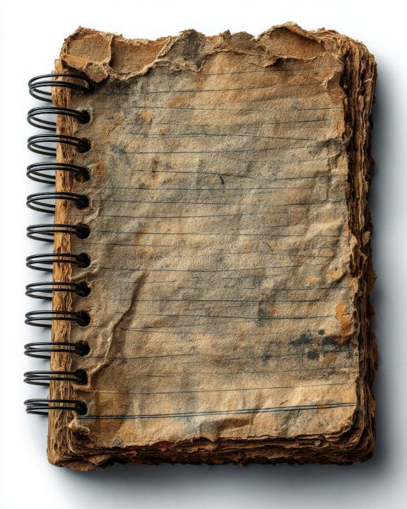 Aged Spiral Notebook with Worn Brown Paper Texture Stock Illustration ...