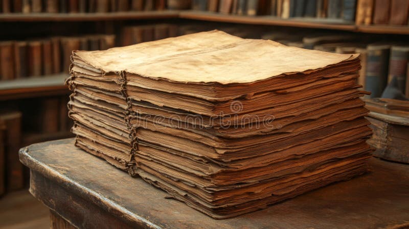 Aged Stack of Antique Books in Library Stock Illustration ...
