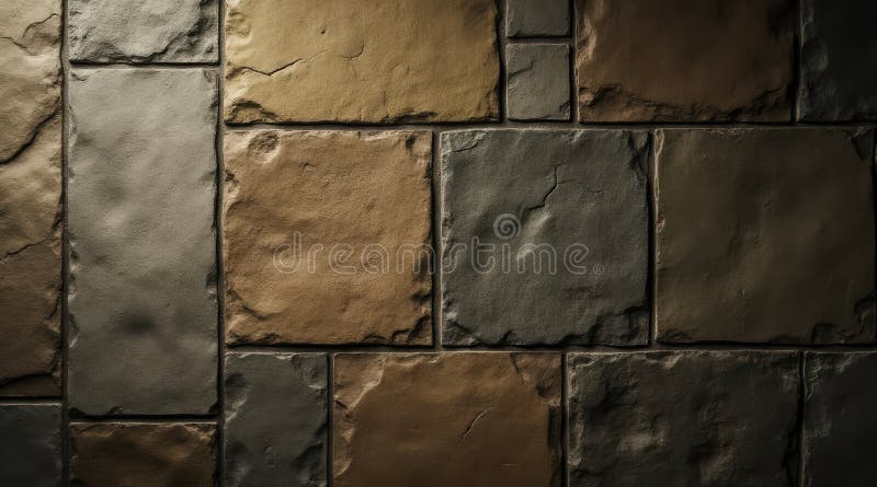Aged Stone Blocks Form a Textured Wall Stock Illustration ...