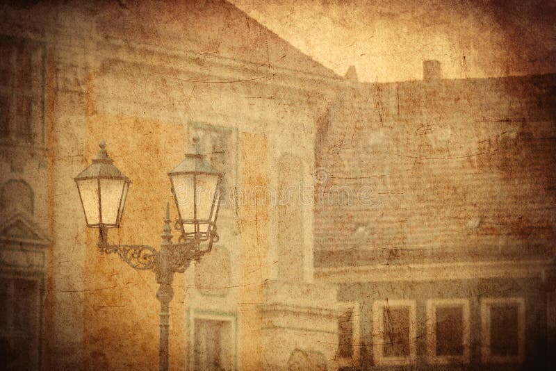 Aged Street Lighting Lamp in Germany. Image in Old Color Style Stock ...