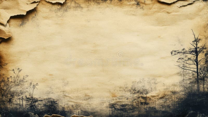 Aged Tan Paper Texture with Dark Tree Silhouettes Stock Illustration ...