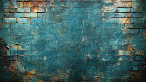 Aged Teal Brick Wall Texture Background Stock Illustration - Illustration of chipped, industrial ...