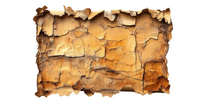 Aged Textured Paper with Cracked Surface Isolated on Transparent ...