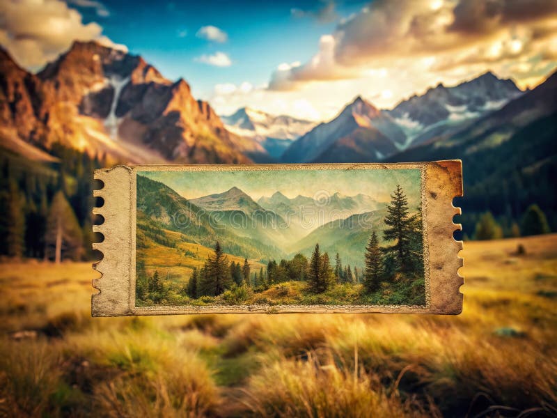 Aged Ticket Stub Rustic Landscape Print a Detailed Vintage Design with ...