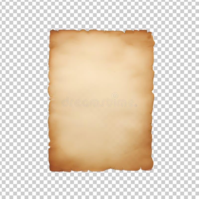 Aged, Torn Parchment Sheet with Transparent Background Stock ...