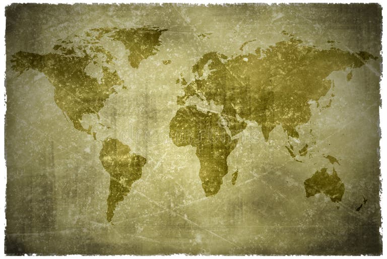Aged vintage world map stock illustration. Illustration of grungy ...