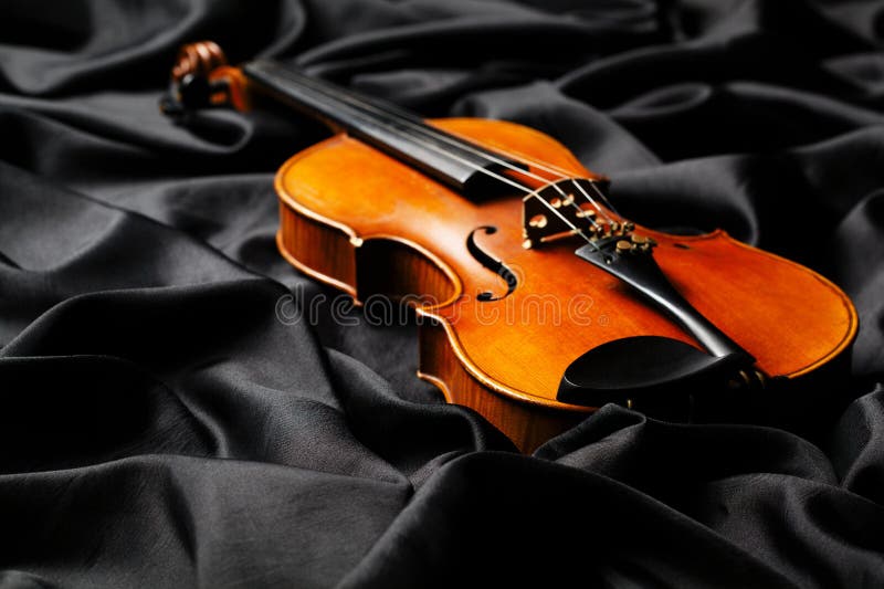 Aged Violin on Dark Fabric Texture Stock Image - Image of orchestra ...