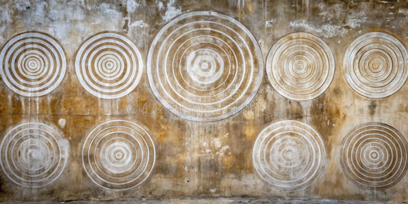 Aged Wall Decor Concentric Circles in Weathered Texture. Generative AI ...