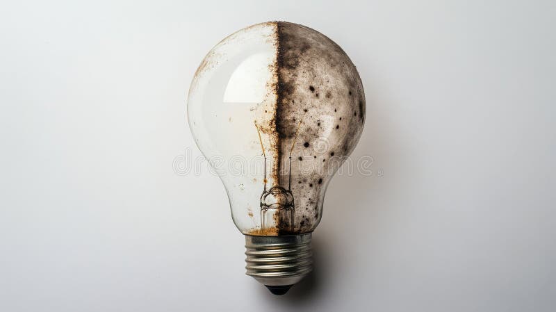 Aged and Weathered Light Bulb with Heavy Corrosion on White Background ...
