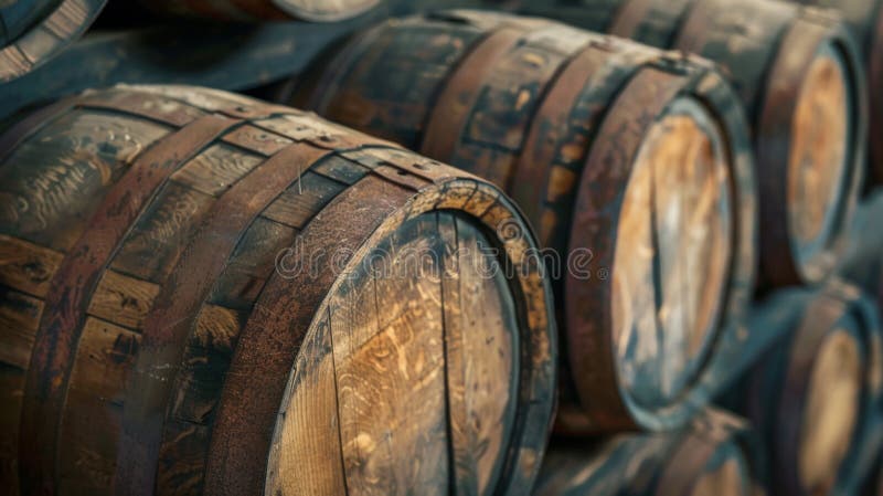 Aged Whiskey Barrels in Cellar Stock Image - Image of storage, barrels ...