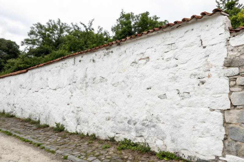 Aged White Mortar Wall with Concrete Texture Stock Illustration ...