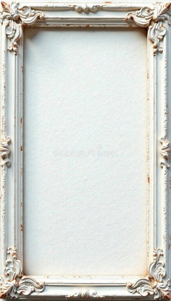 Aged White Rectangular Frame, Embossed Pattern, Border, Template ...