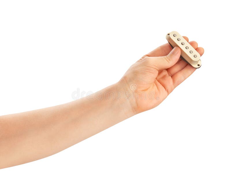 Aged White Single Coil Pickup in Hand Stock Image - Image of white ...