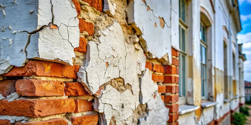 Aged Whitewashed Building Facade Architectural Photography Showcasing ...
