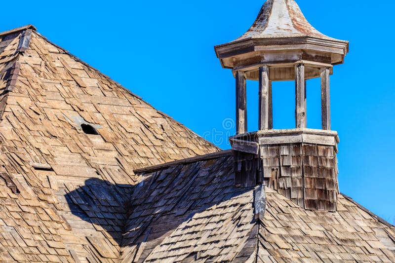 Aged Wooden Barn, Featuring a Tower at Its Apex Stock Photo - Image of ...
