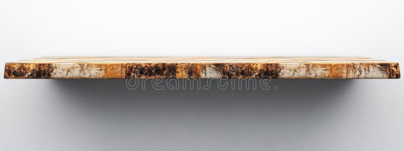 Aged Wooden Shelf Affixed on Wall with Simple Decoration, Rustic Style ...