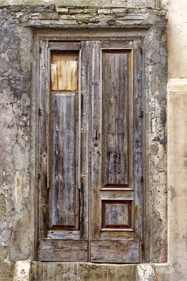 Aged, Worn and Damaged Wooden Door Stock Image - Image of antique, open ...