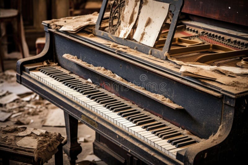 Aged and Worn Piano Keys on a Vintage Grand Piano Stock Illustration ...