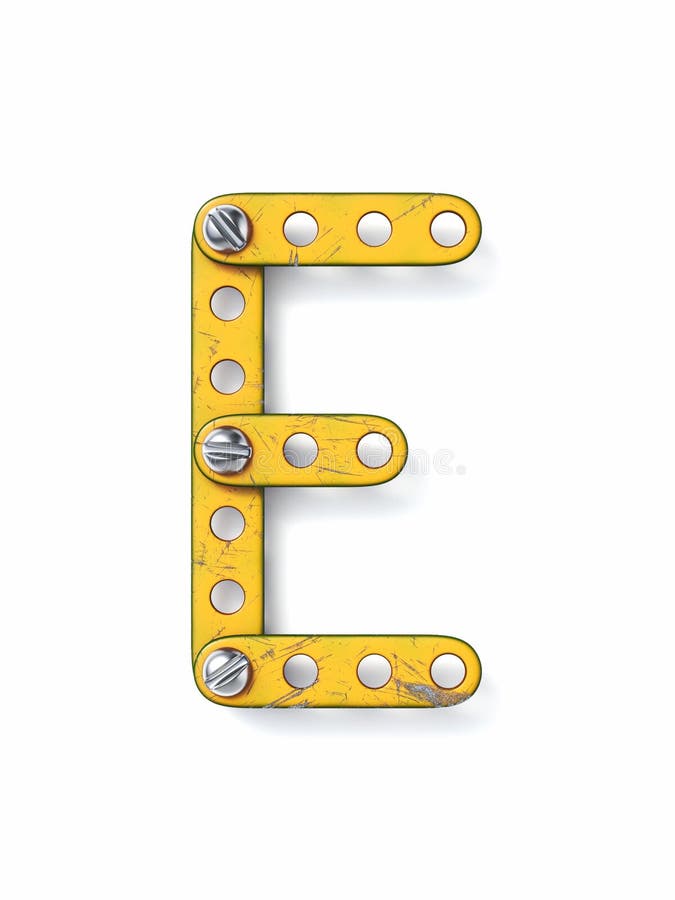 Aged Yellow Constructor Font Letter E 3D Stock Illustration - Illustration of renders, elements ...