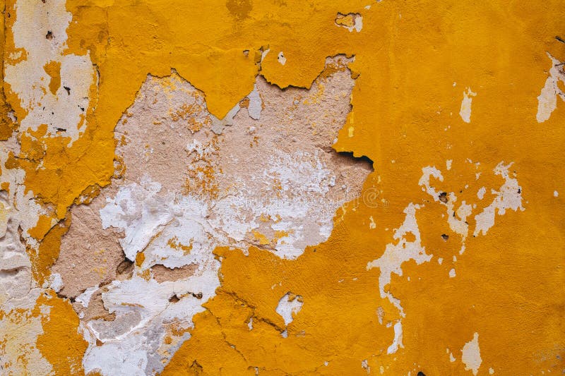Aged Yellow Wall with Flaking Paint Reveals Layers of History and ...