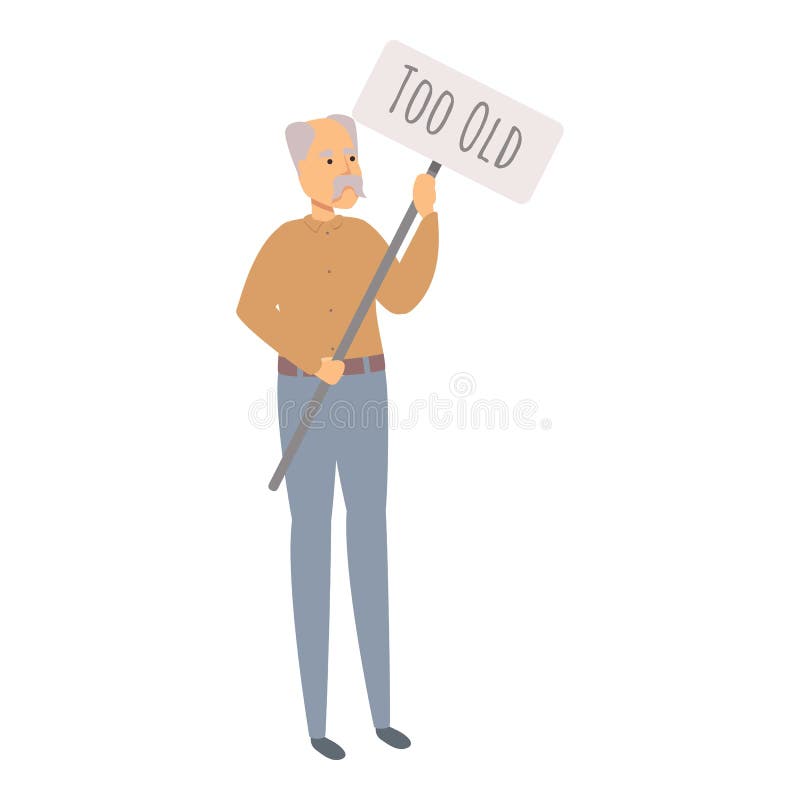 Ageism Protest Icon Cartoon Vector Age Discrimination Stock Vector