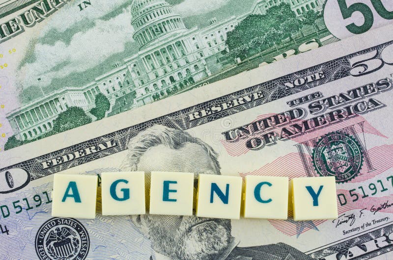 Agency Word on Dollar Background. Finance Concept Stock Image - Image ...