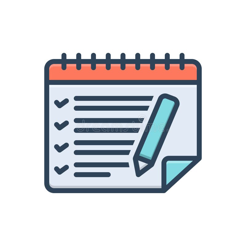 Color Illustration Icon for Agenda, Calendar and Pencil Stock ...