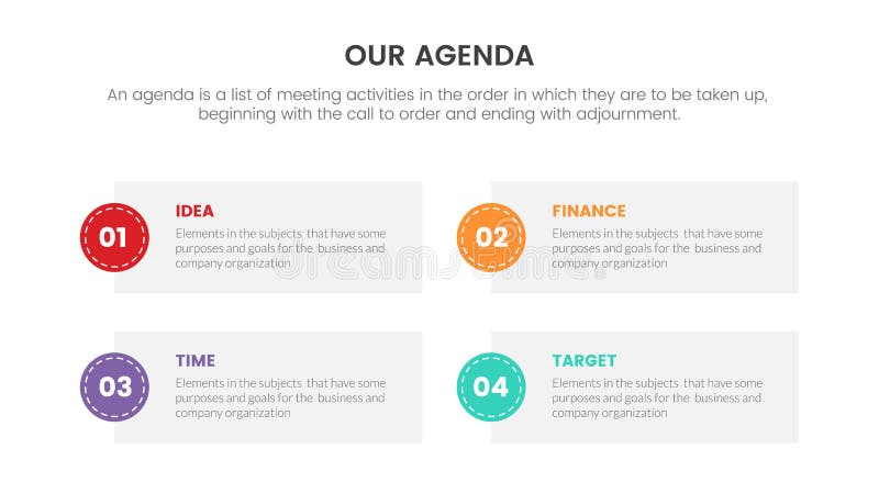 Agenda Infographic Concept for Slide Presentation with 4 Point List and ...