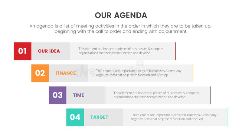Agenda Infographic Concept for Slide Presentation with 4 Point List and ...