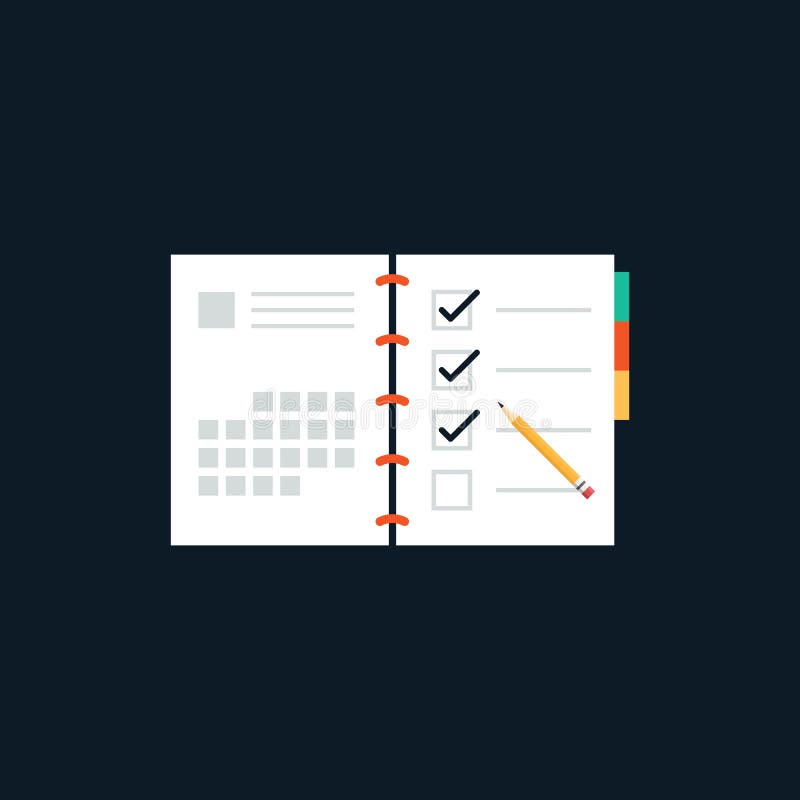 Agenda List Flat Design Icon Concept Stock Illustration - Illustration ...