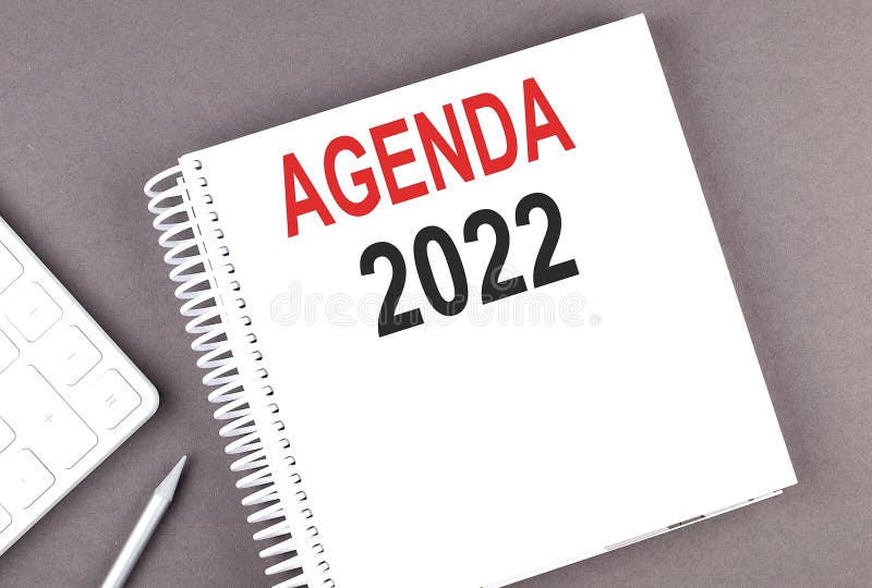 AGENDA 2022 Text on Notebook with Calculator and Pen Stock Image ... AGENDA 2022 Text on Notebook with Calculator and Pen Stock Image ...