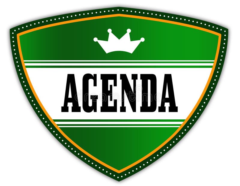AGENDA Written on Green Shield with Crown. Stock Illustration ...