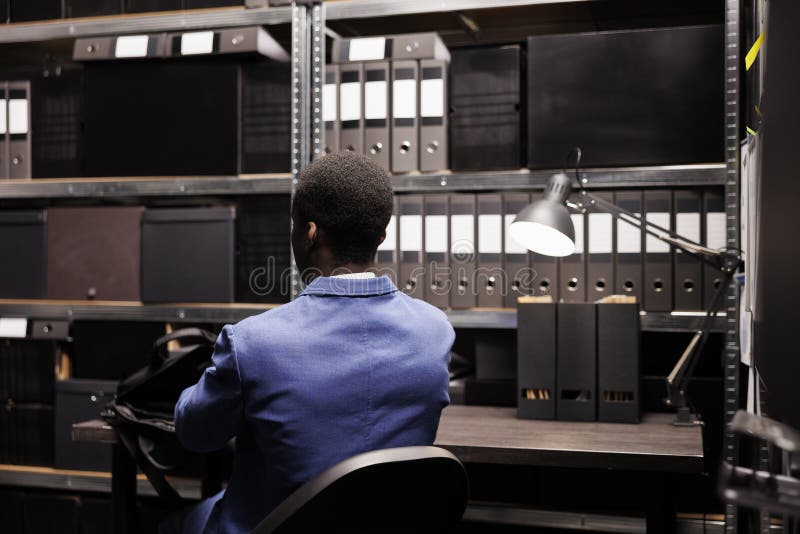 Agent Checking Surveillance Evidence Stock Image - Image of investigate ...