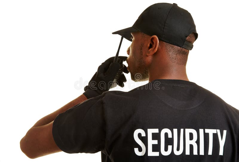 Agent De Sécurité Noir Avec Le Poste Radio Image stock - Image du ...